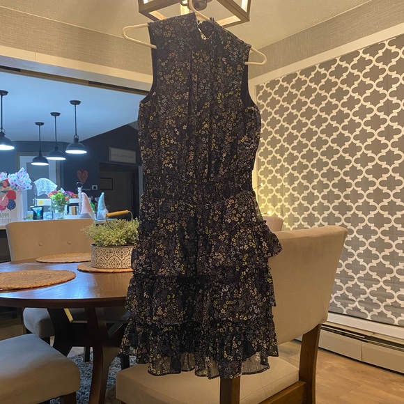 Dresses | Sam Jess Size Medium Navy Blue With Yellow And White Floral ...